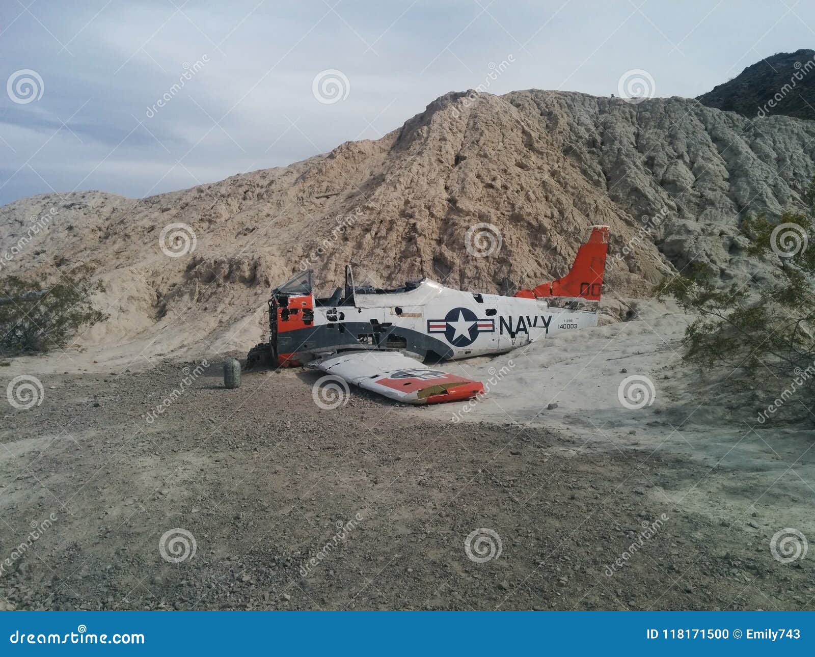 Side View of Crashed Navy Plane on Small Desert Hill Editorial Image ...