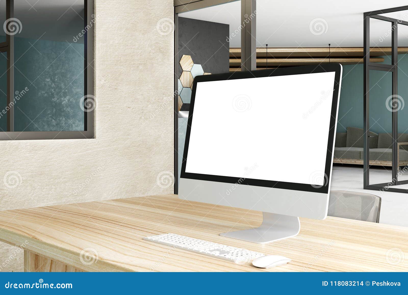 Creative Designer Desktop with White Computer Stock Illustration ...