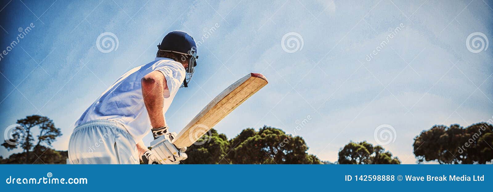 Side View of Cricket Player Batting while Playing on Field Stock Photo ...