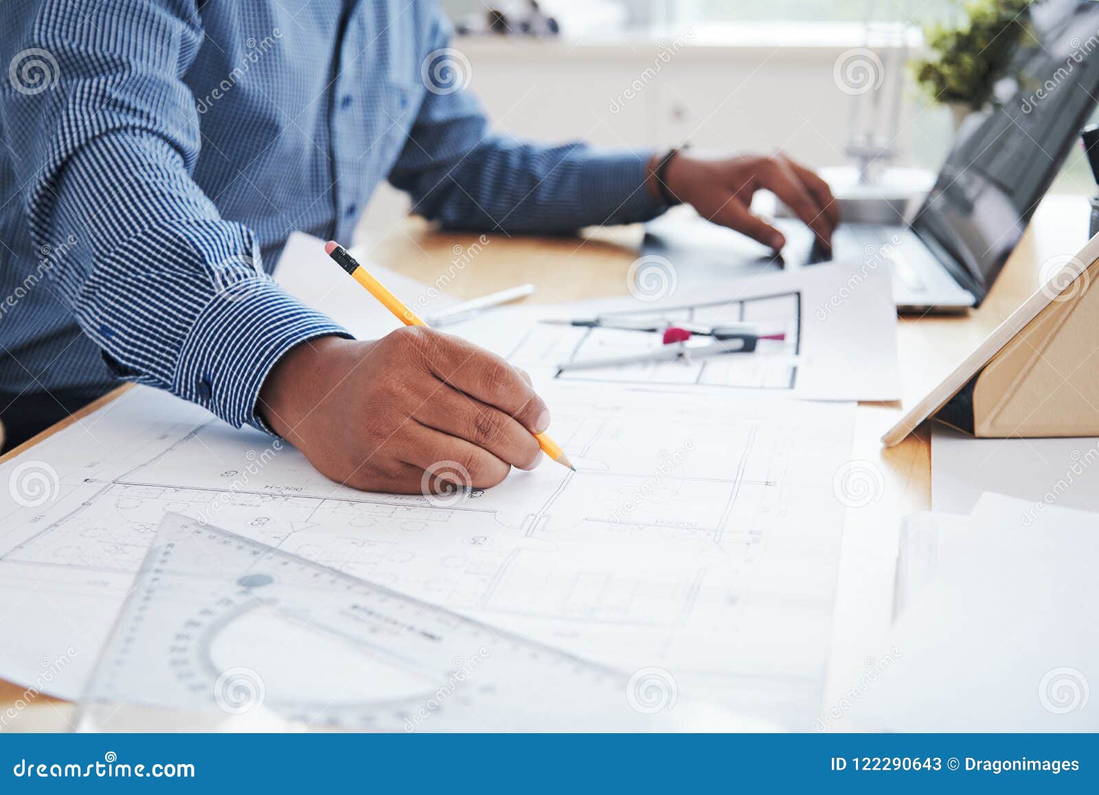 Crop Ethnic Man Doing Paperwork Stock Image - Image of desk, paperwork ...