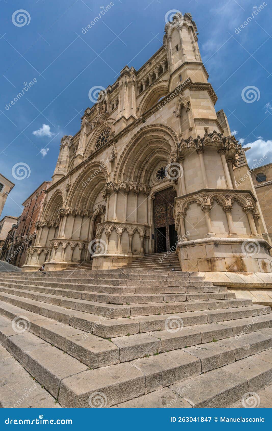 Side View of Cuenca Cathedral Facade and Main Gate Editorial ...