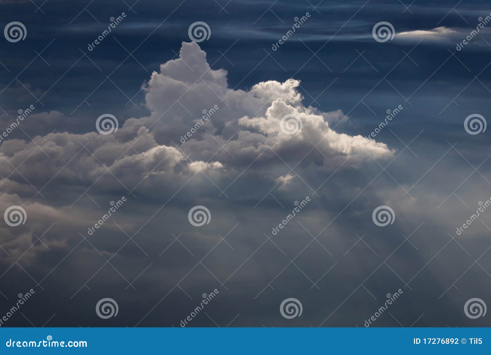 Side View of Cumulus Clouds and Sunrays Stock Photo - Image of nature ...