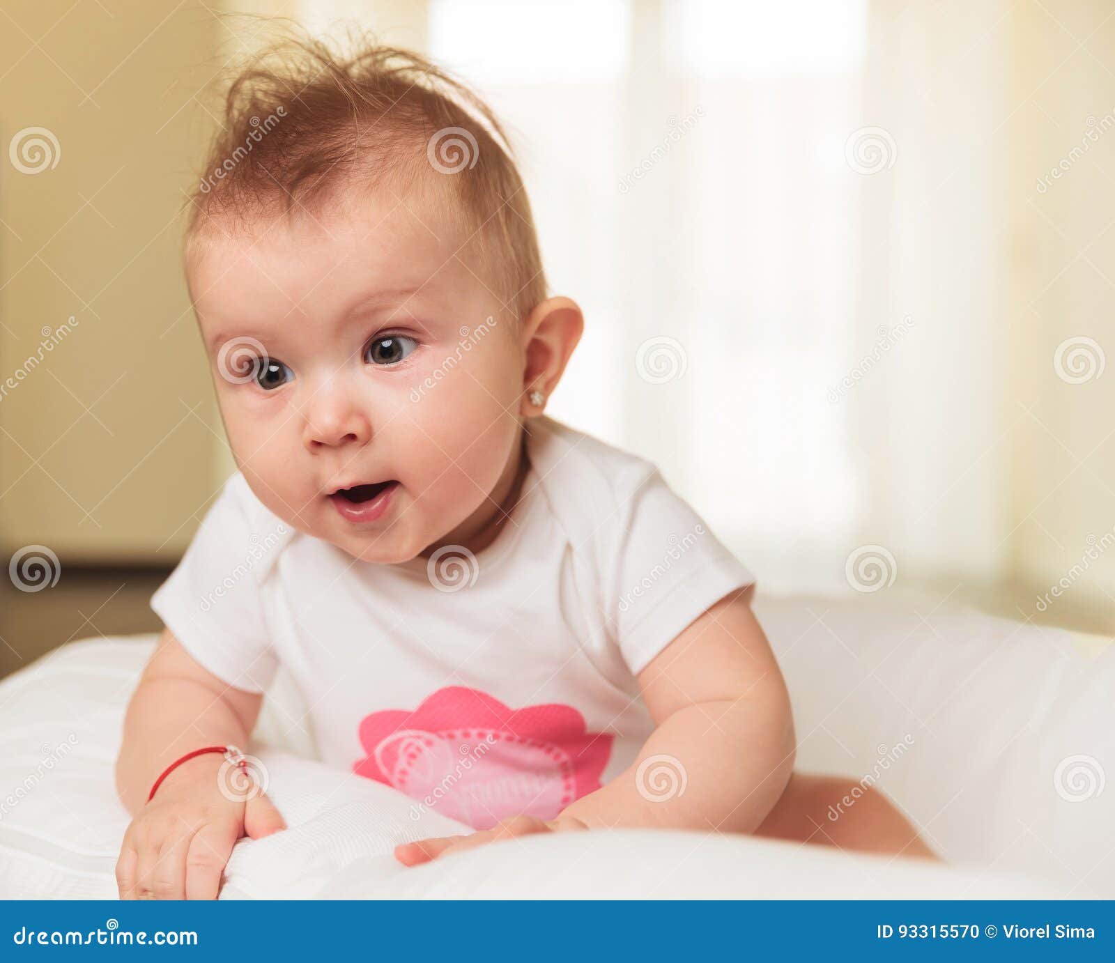 Side View of a Curious Little Baby Girl Stock Photo - Image of baby ...