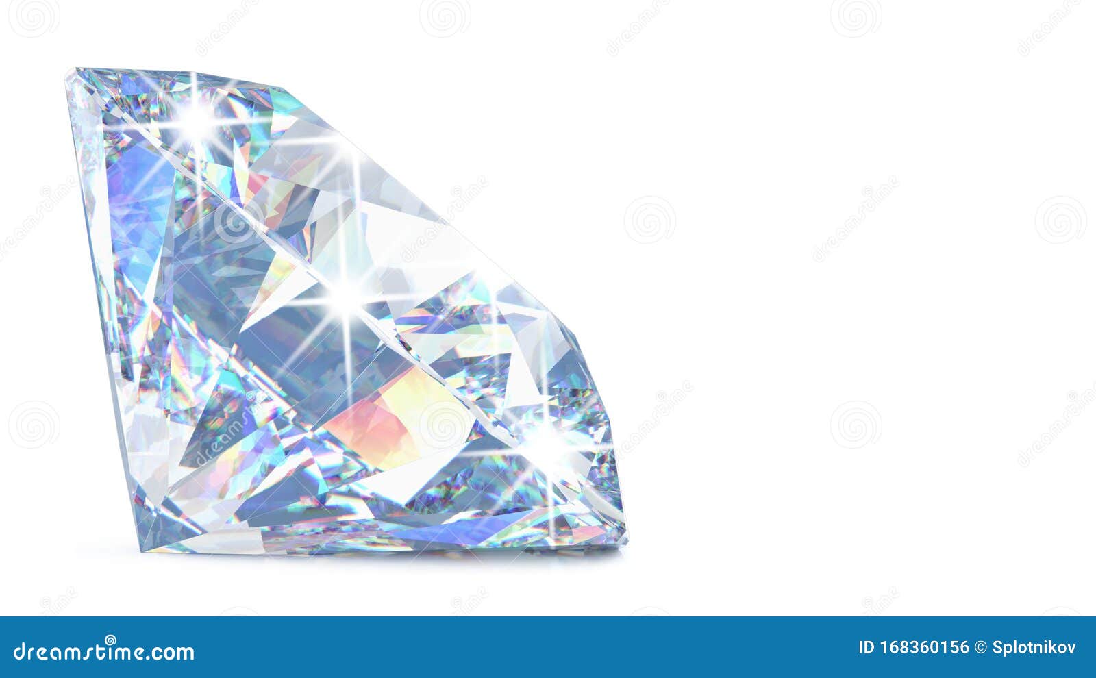 Side View of Cut Diamond with Shadow and Glowing Lens Flares with Copy ...