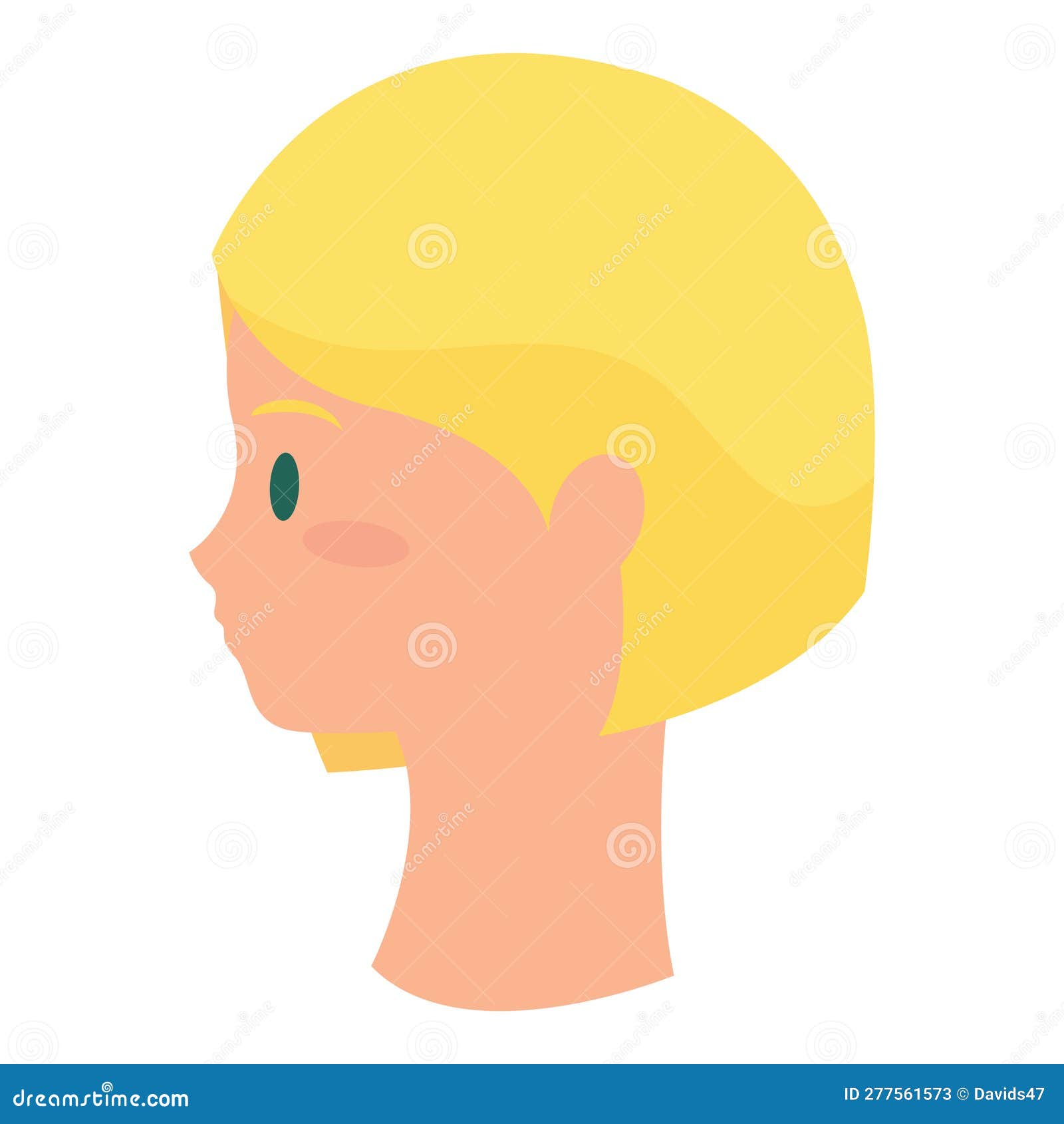 Side View of a Cute Female Girl Character Avatar Vector Stock Vector ...
