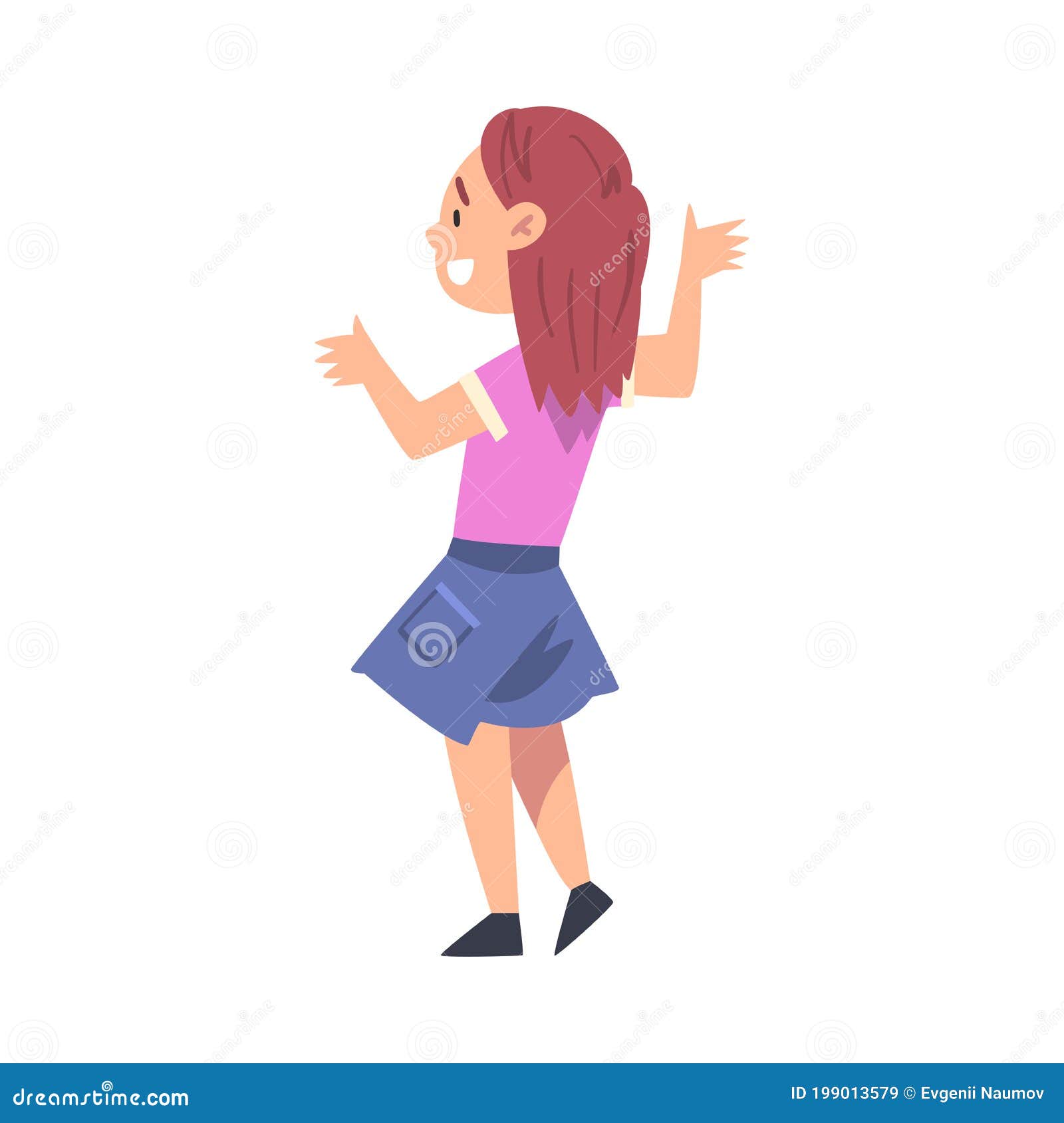 Side View of Cute Hapy Smiling Boy Cartoon Character Vector ...