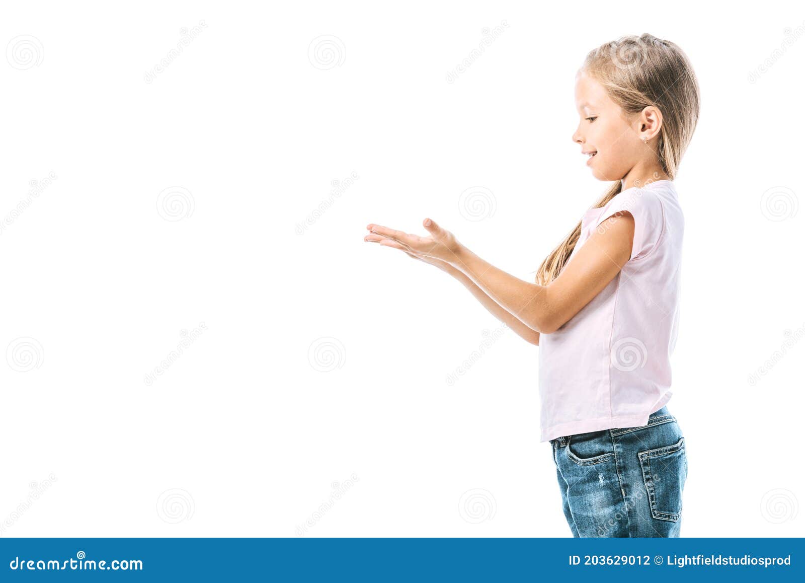 Side view of and cute kid stock photo. Image of european - 203629012