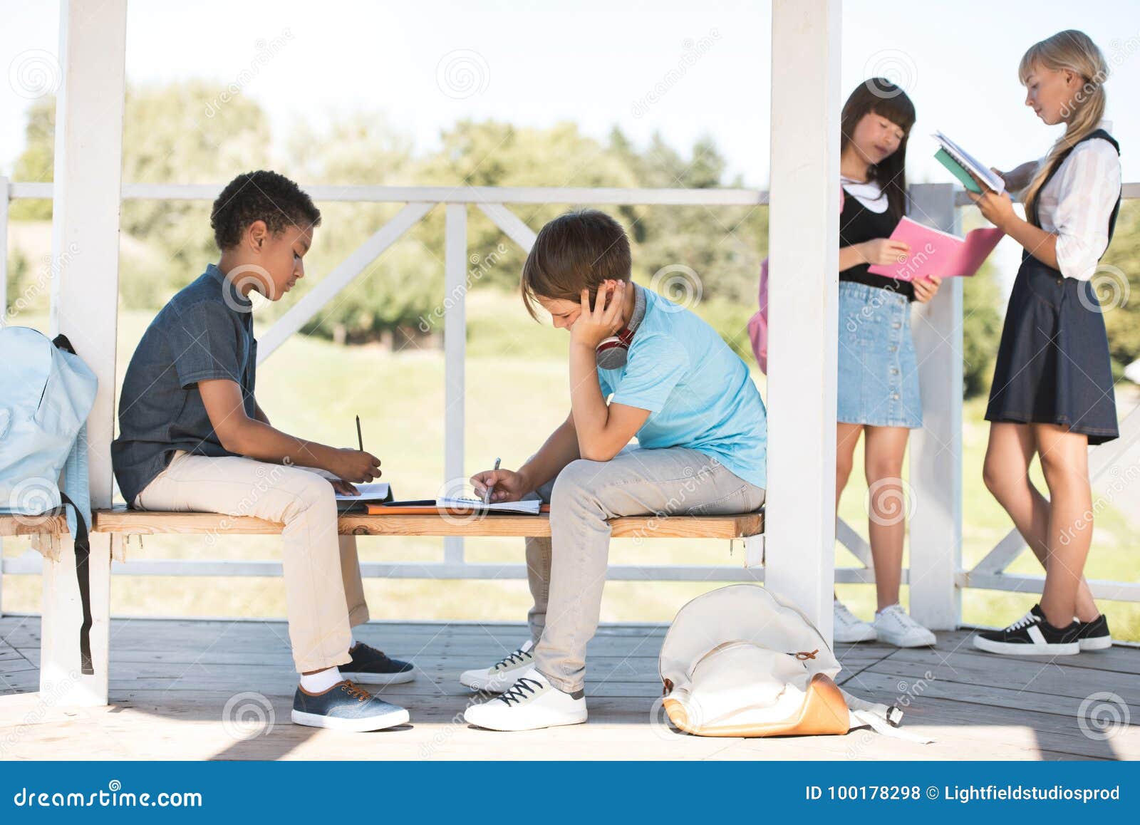 Multiethnic Teenagers Studying Together Stock Photo - Image of read ...