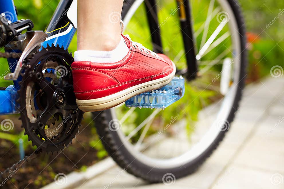 Side View of a Cycle with Front Wheel Stock Photo - Image of shoes ...