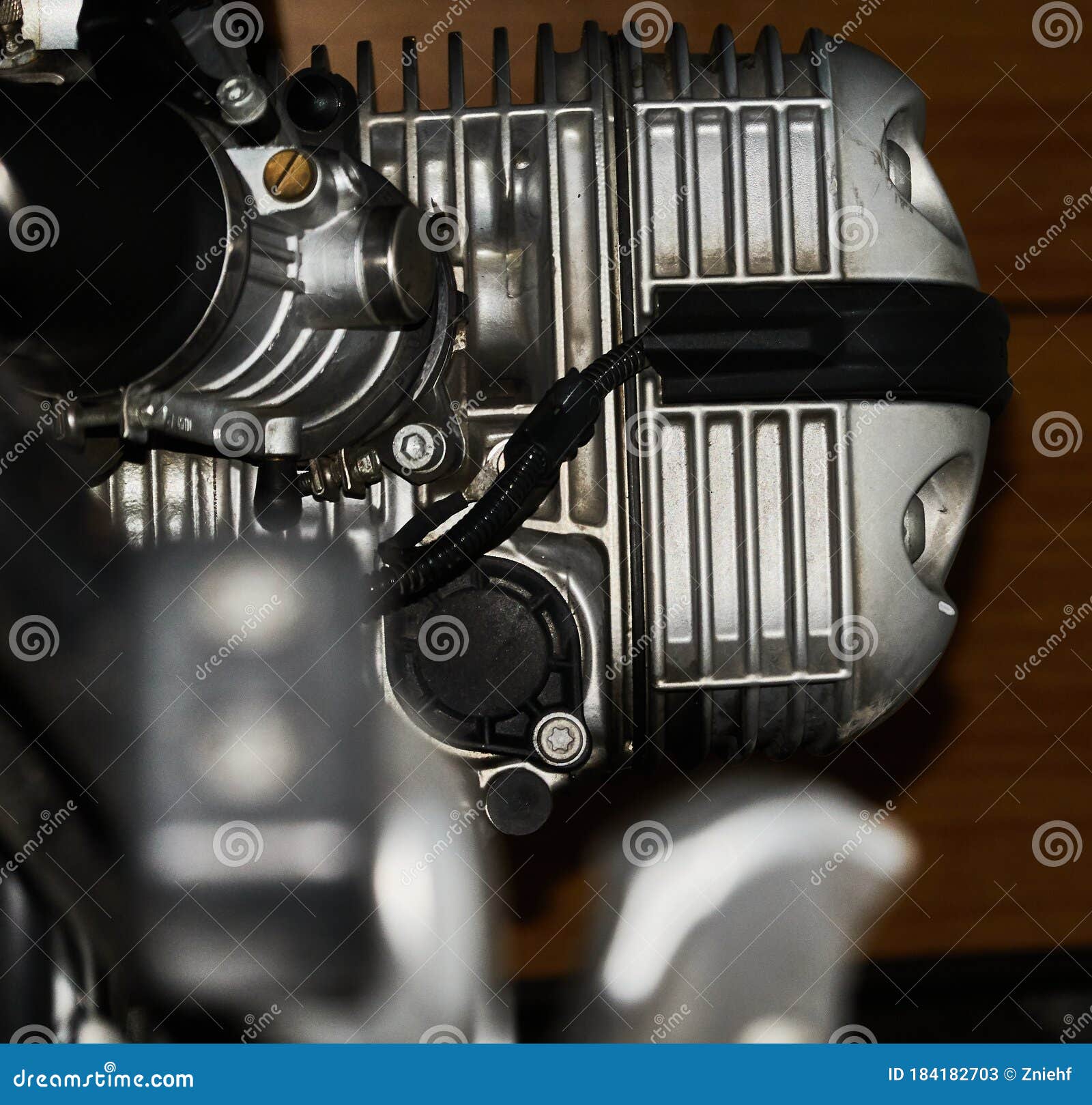 Side View of the Cylinder of an Internal Combustion Engine on a ...