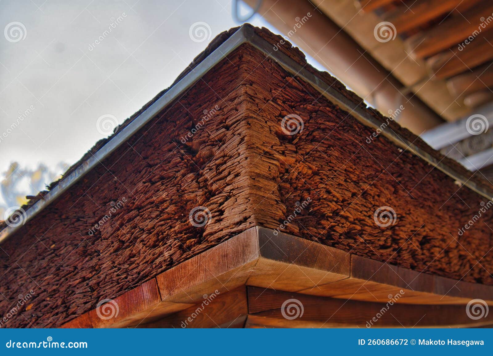 A Side-view of Cypress Bark Roofing. Kyoto Japan Stock Photo - Image of ...