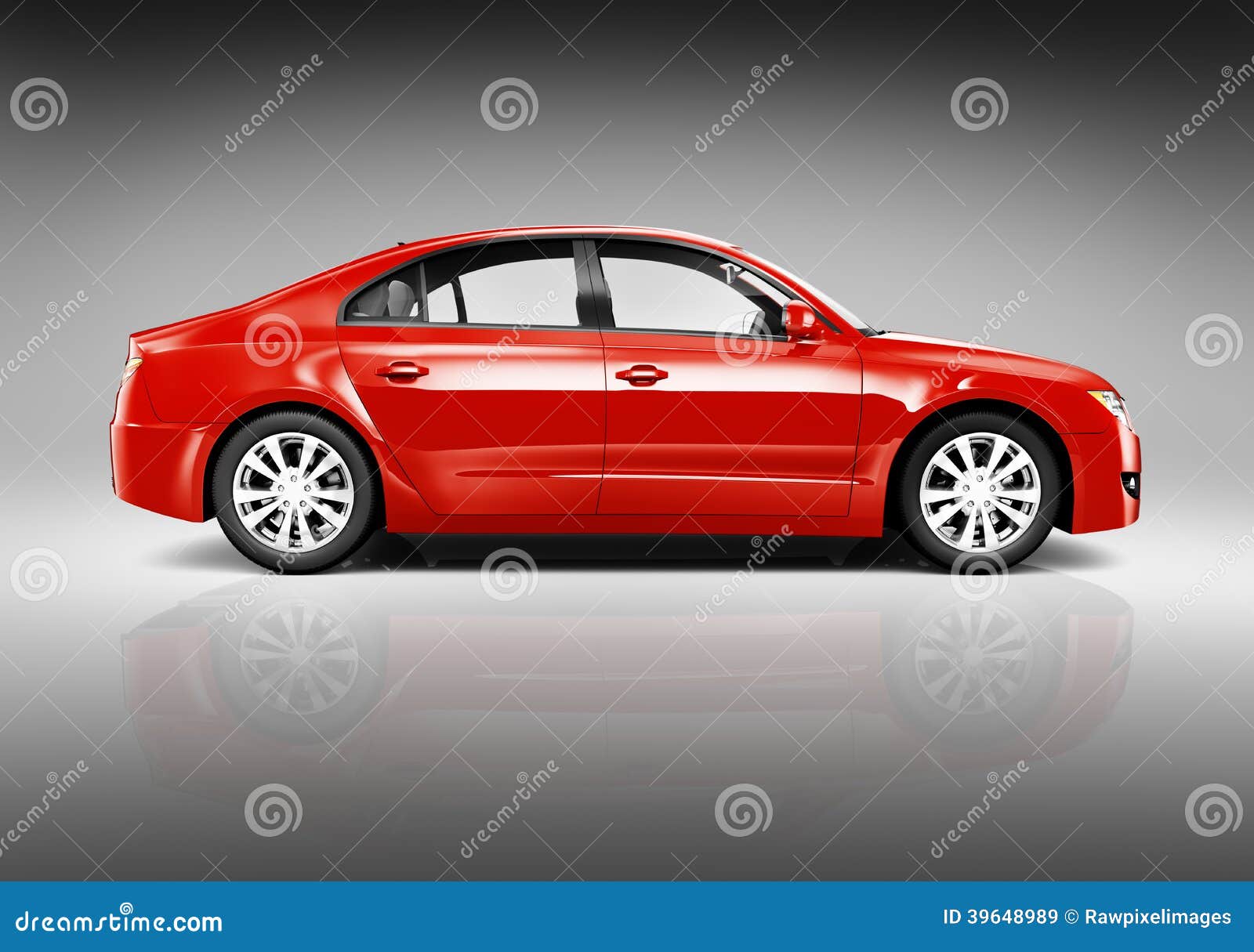 Side View of 3D Red Sedan Car Stock Illustration - Illustration of idea ...