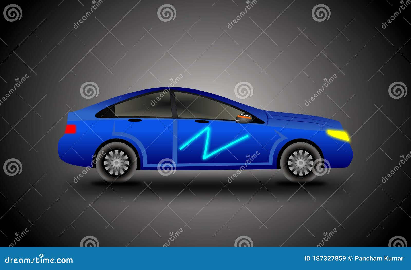 Side View of a 3D Rendered Family Car. Stock Vector - Illustration of ...