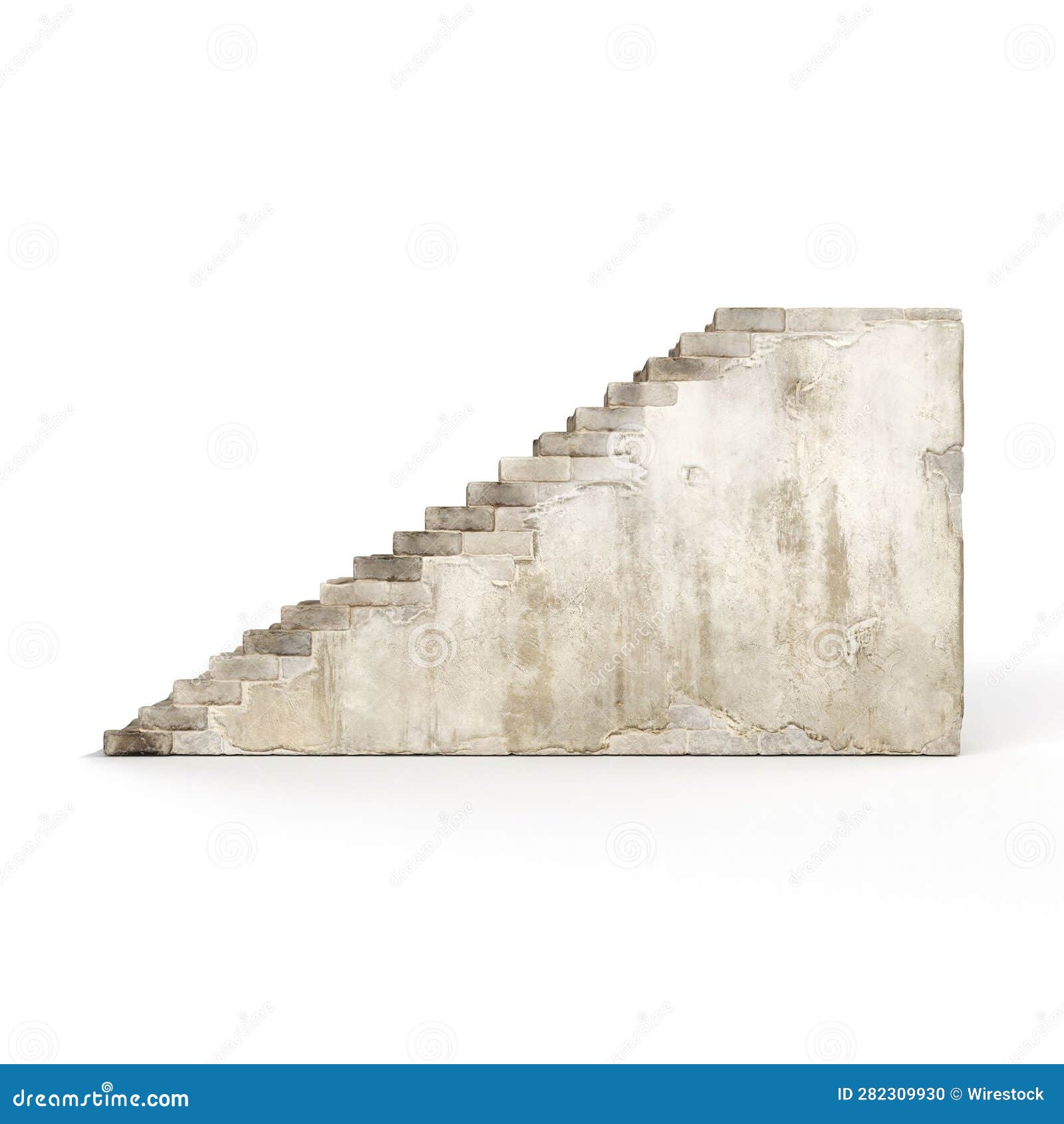 Side View of a 3D Rendered, Old, White Stone Staircase Stock ...