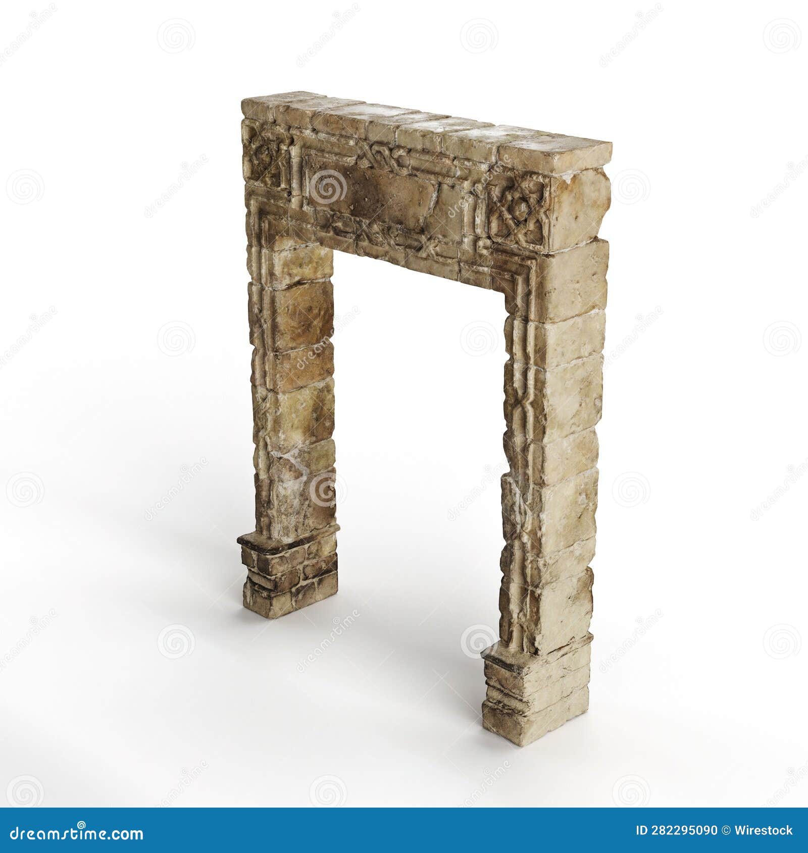 Side View of a 3D Rendered Scale Model of a Classic, Stone Archway ...