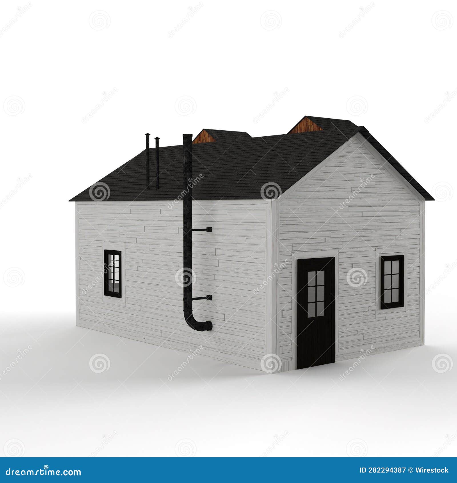 Side View of a 3D Rendered Scale Model of a White, Modern Two Story ...