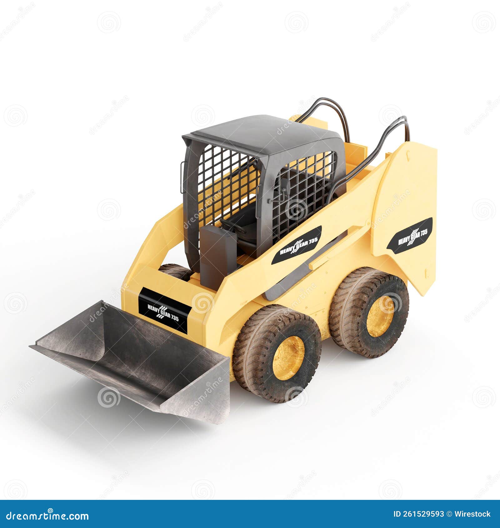 Side View of a 3D-rendered Skid-steer Loader Caterpillar Model Against ...
