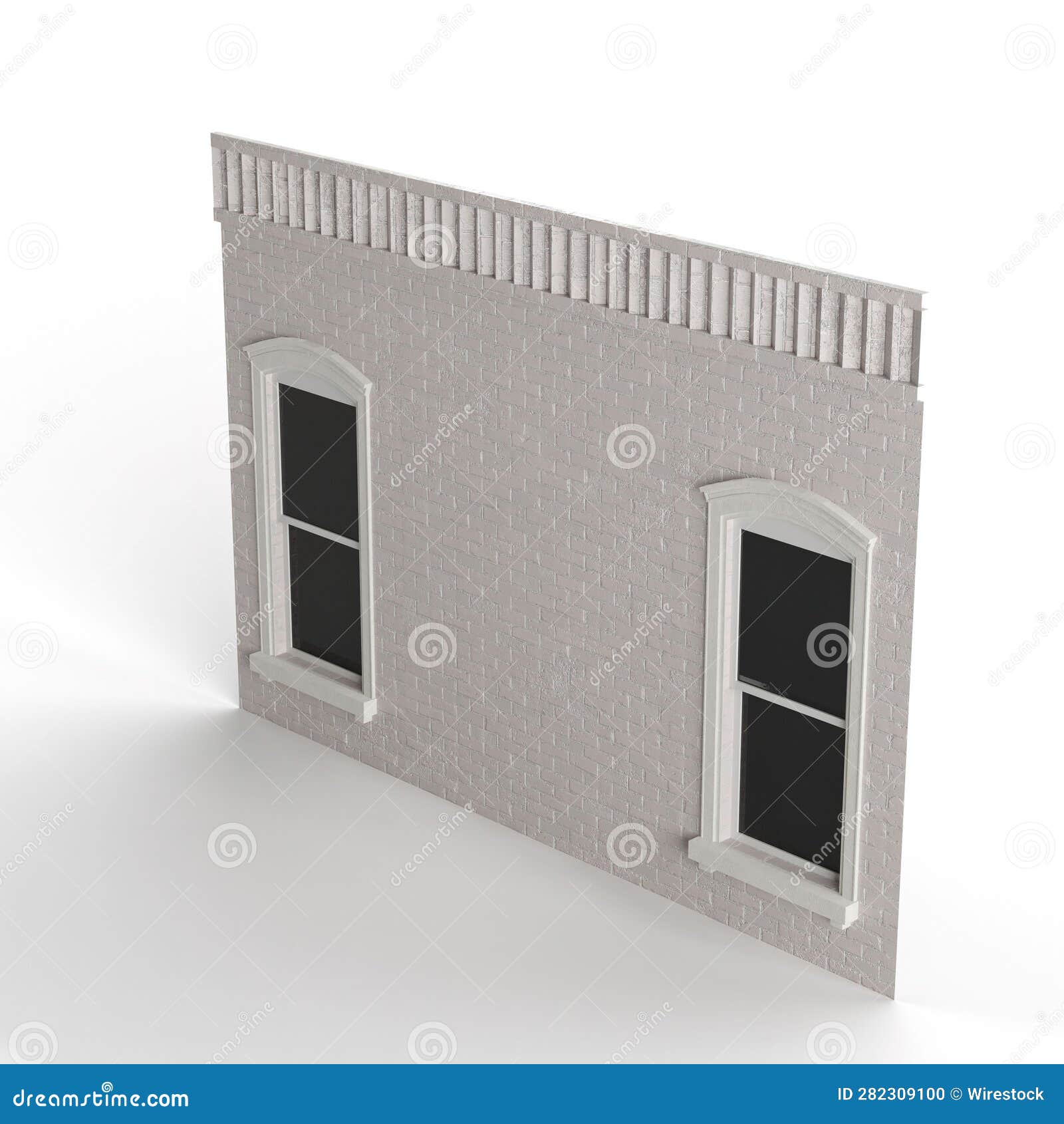 Side View of a 3D Rendered White Wall Featuring Two Windows Stock ...