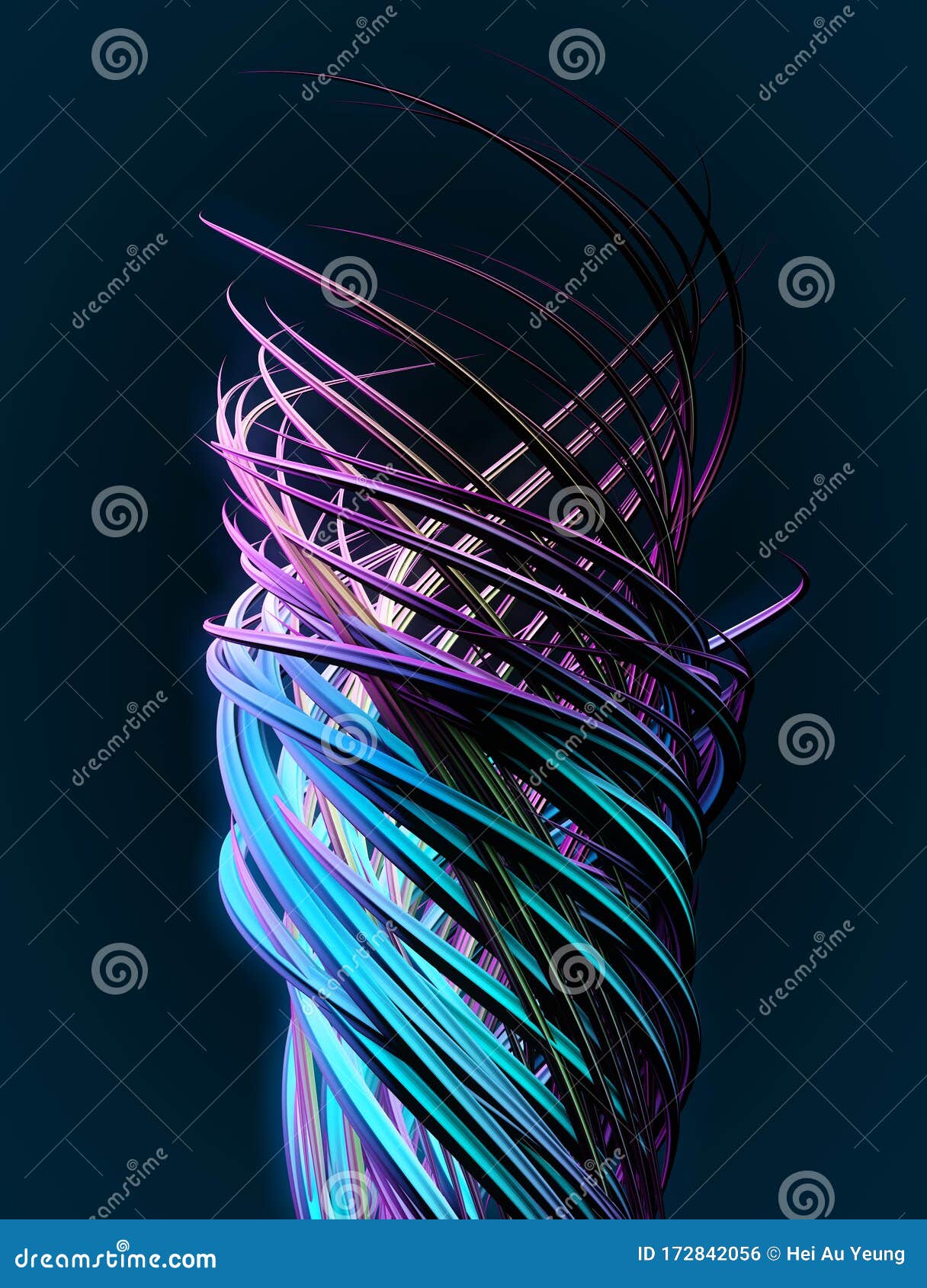 Side View of 3d Rendering of Colorful Spiral Vortex Stock Illustration ...