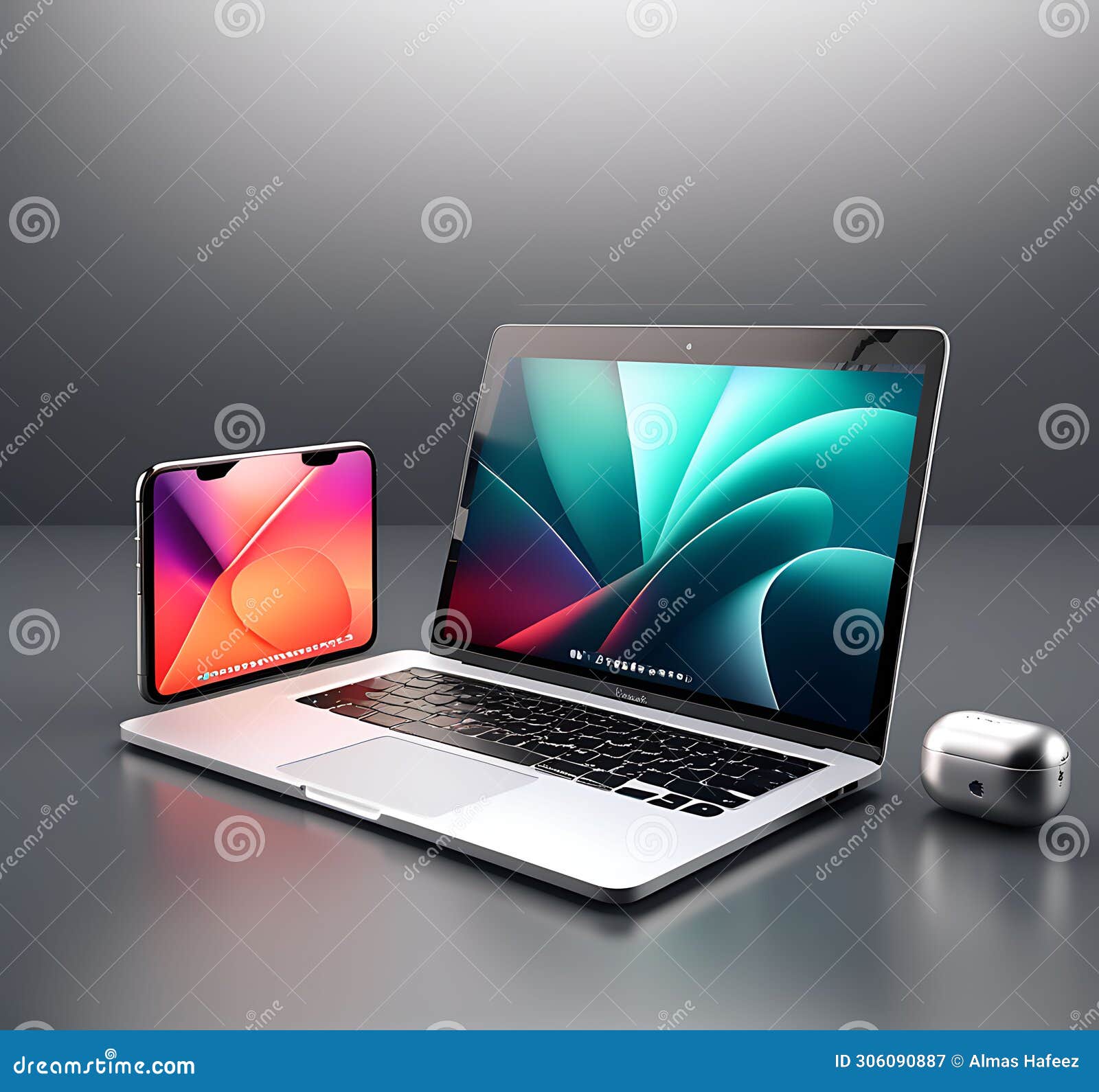 Side View 3D Rendering of Newly Released Apple MacBook Air and IPhone ...