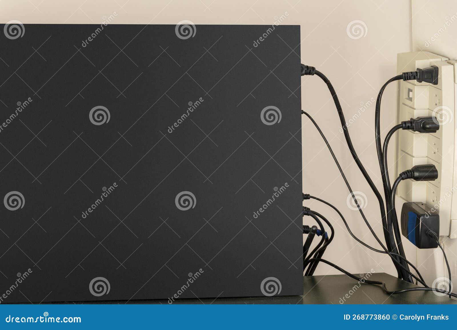 Side of Desktop Computer with Cables and Reverse Copy Space Stock Photo ...