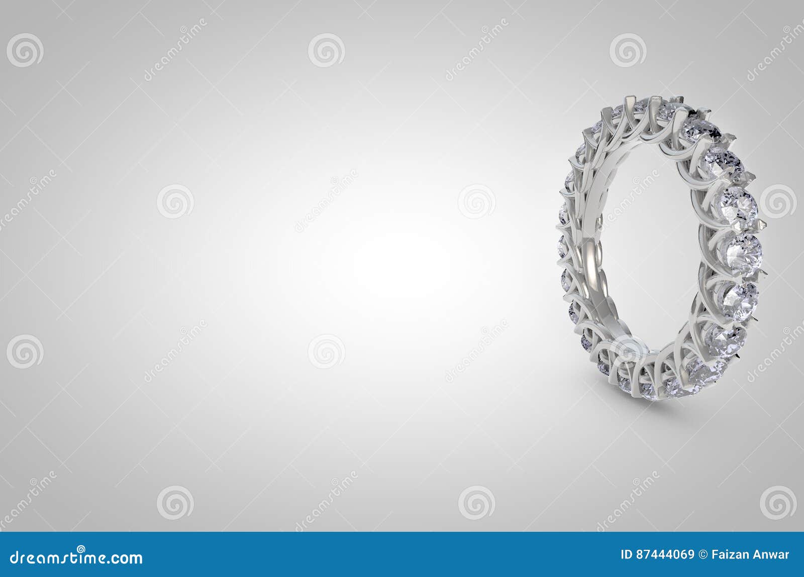 Side View of Diamond Ring on White Background Stock Illustration ...