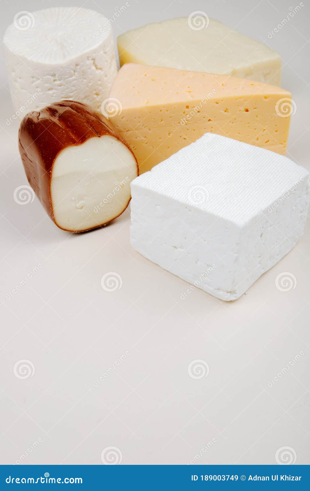 Side View of Different Kind of Cheese on White Background Stock Image ...
