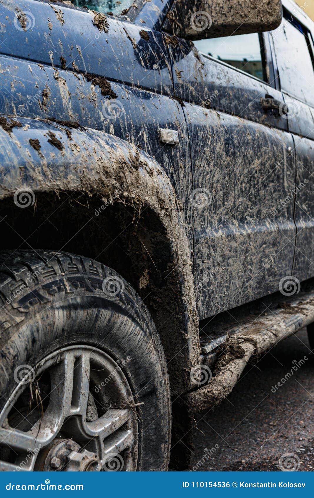 Side view of the dirty car stock photo. Image of muddy - 110154536