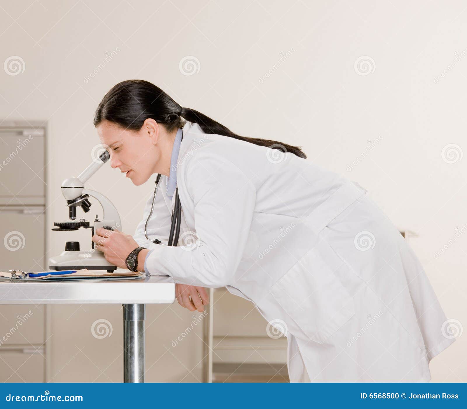 Side View of Doctor Examining Specimen Stock Photo - Image of working ...