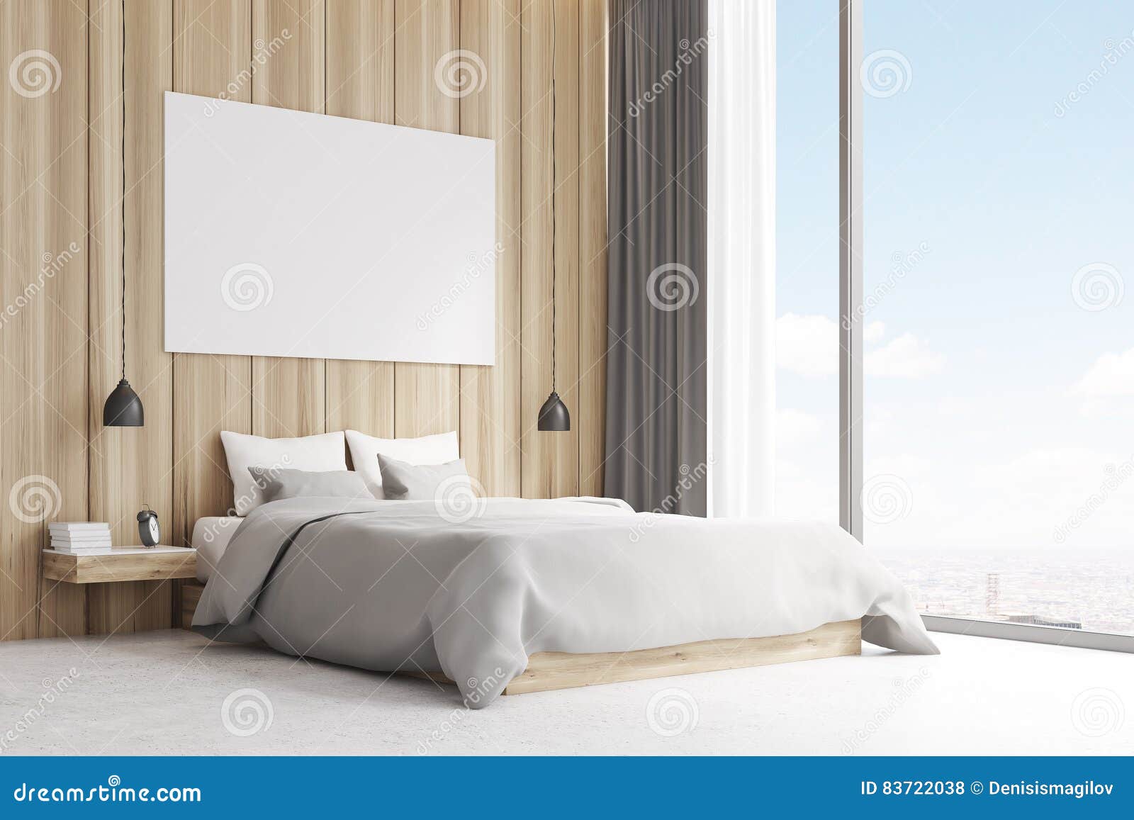 Side View of a Double Bed, Wood Stock Illustration - Illustration of ...