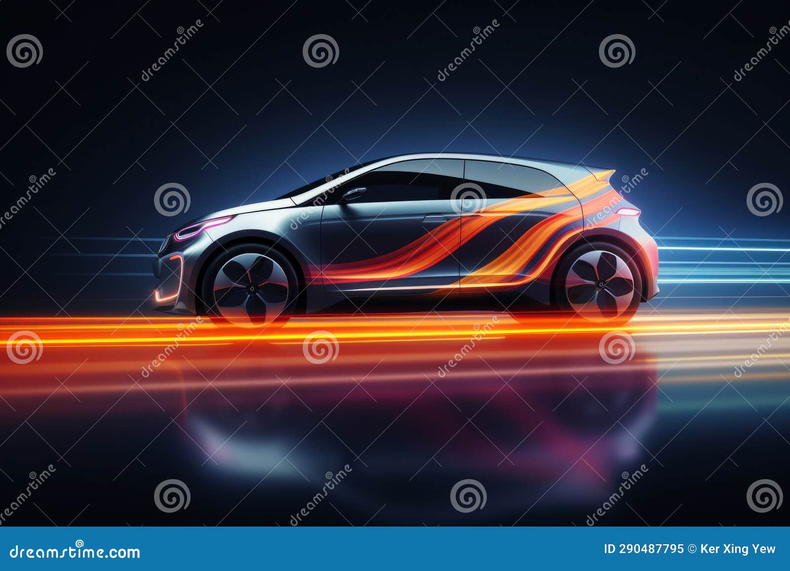 Side View of Electric Car on Clean Surface Stock Illustration ...