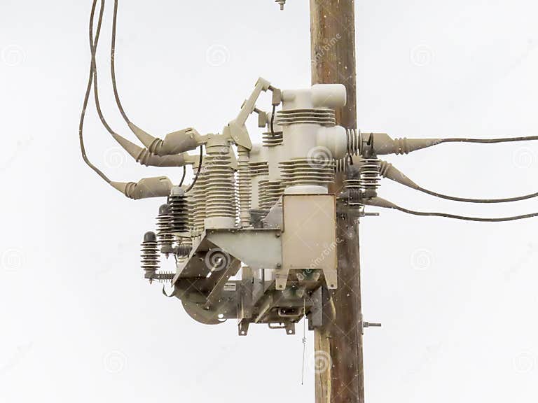 Side View of an Electric Three-phase Overhead Distribution Switch ...
