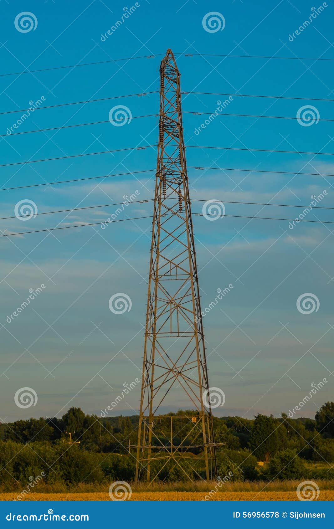 Side View of Electricity Pylon Stock Photo - Image of voltage, current ...