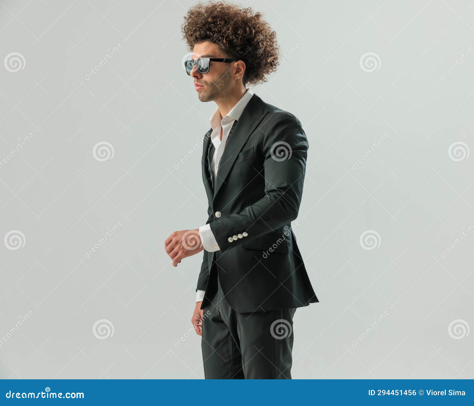 Side View of Elegant High Class Man with Sunglasses Looking To Side ...