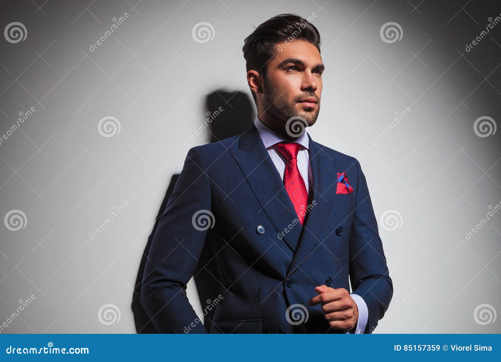 Side View of an Elegant Man in Suit and Tie Stock Image - Image of ...