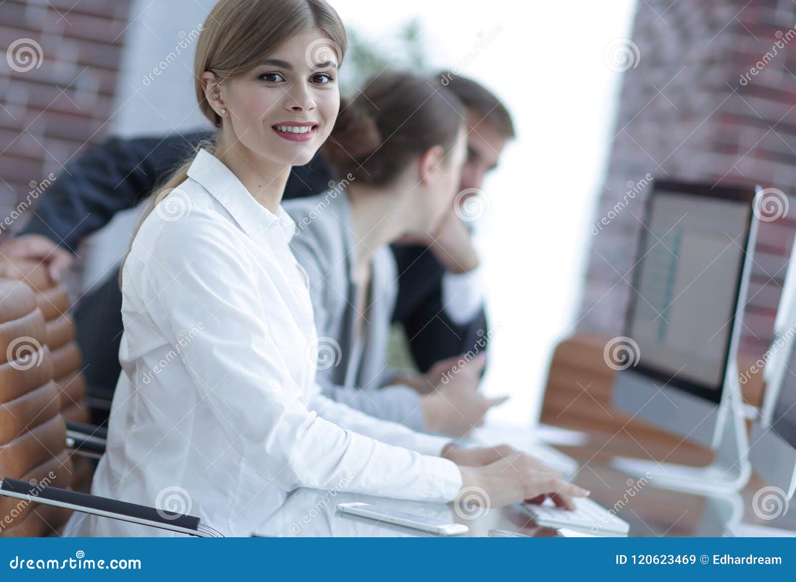 Employees Working on Personal Computers with Financial Data Stock Image ...
