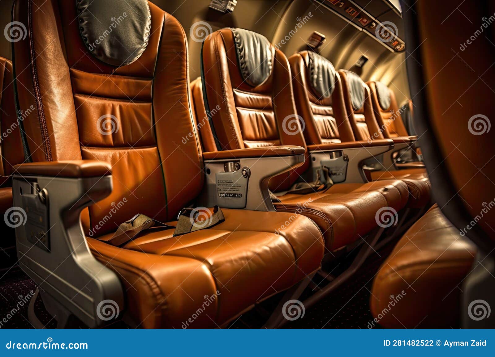 Side View of Empty Airplane Seat in the Airplane before Take Off Stock ...