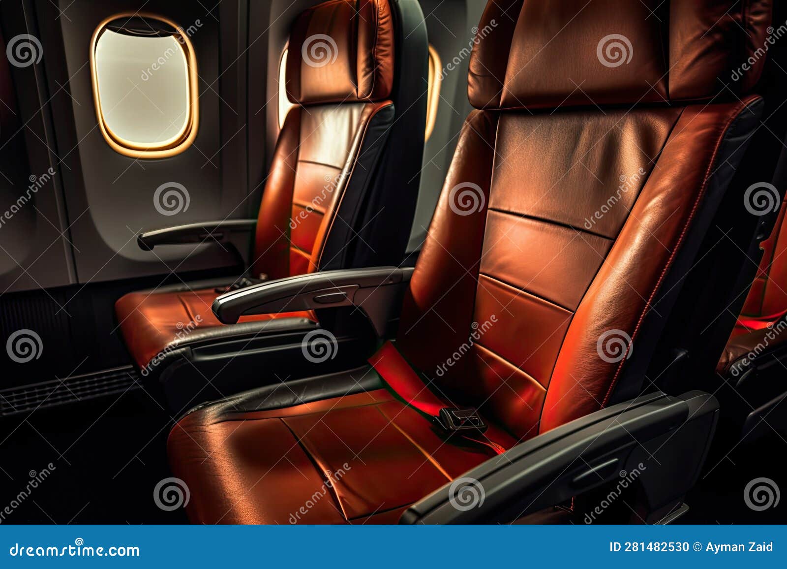 Side View of Empty Airplane Seat in the Airplane before Take Off Stock ...