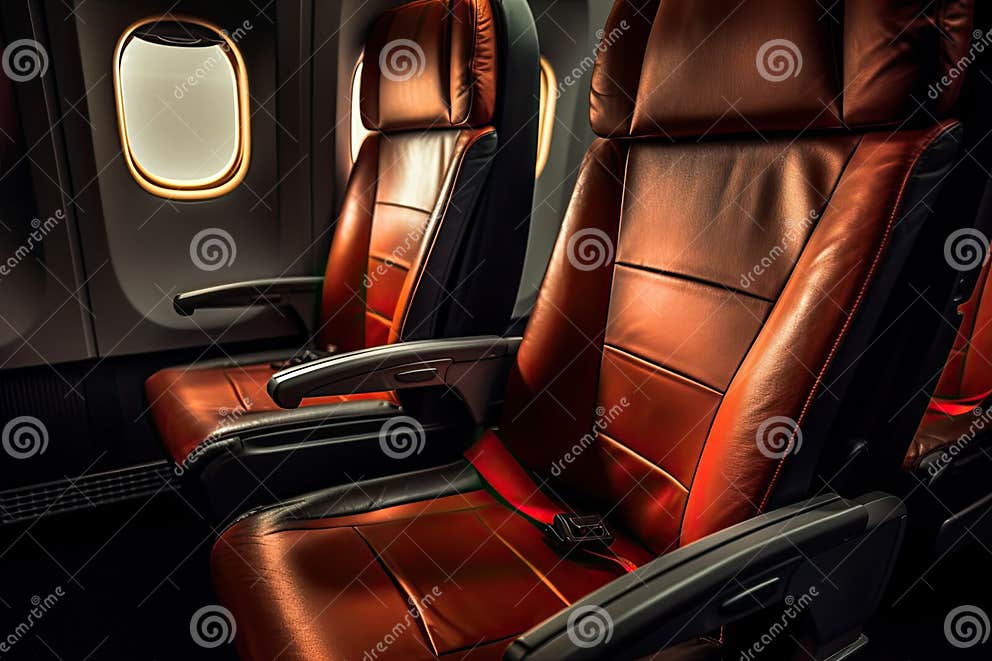 Side View of Empty Airplane Seat in the Airplane before Take Off Stock ...