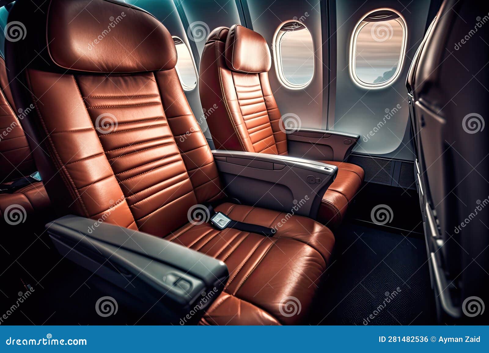 Side View of Empty Airplane Seat in the Airplane before Take Off Stock ...