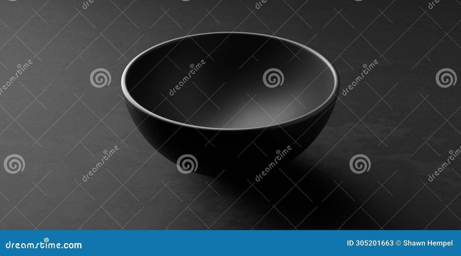 Side View of Empty Black Ceramic Bowl or Dish on Black Stone Background ...