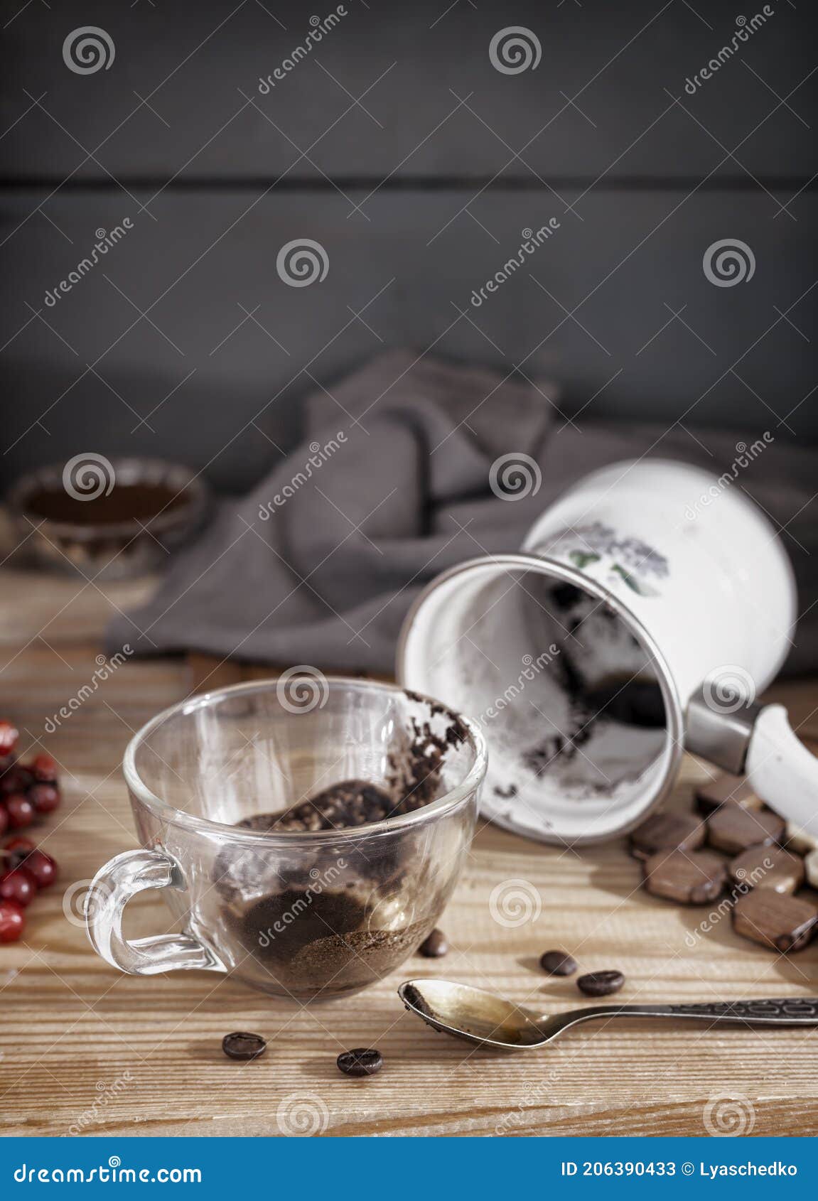 A Dirty Coffee Cup and Saucer and a Coffee Mug. Stock Image - Image of ...