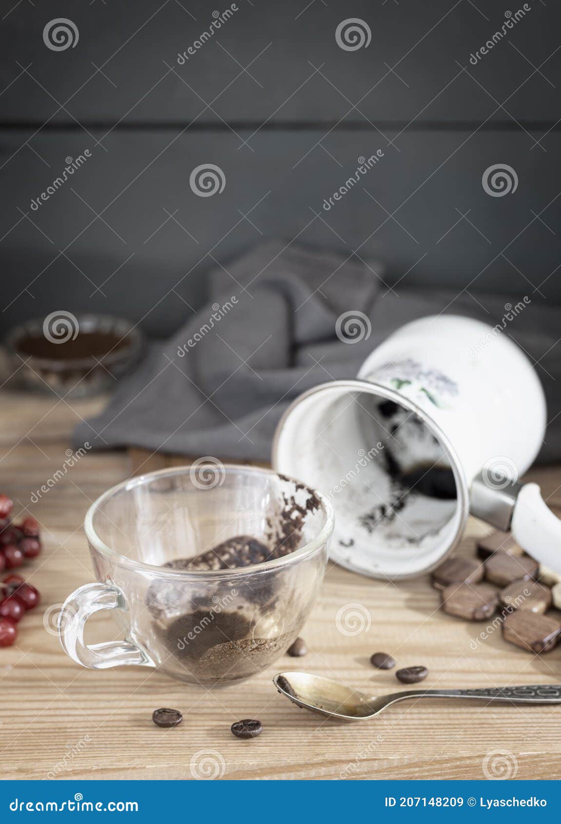 A Dirty Coffee Cup and Saucer and a Coffee Mug. Stock Image - Image of ...