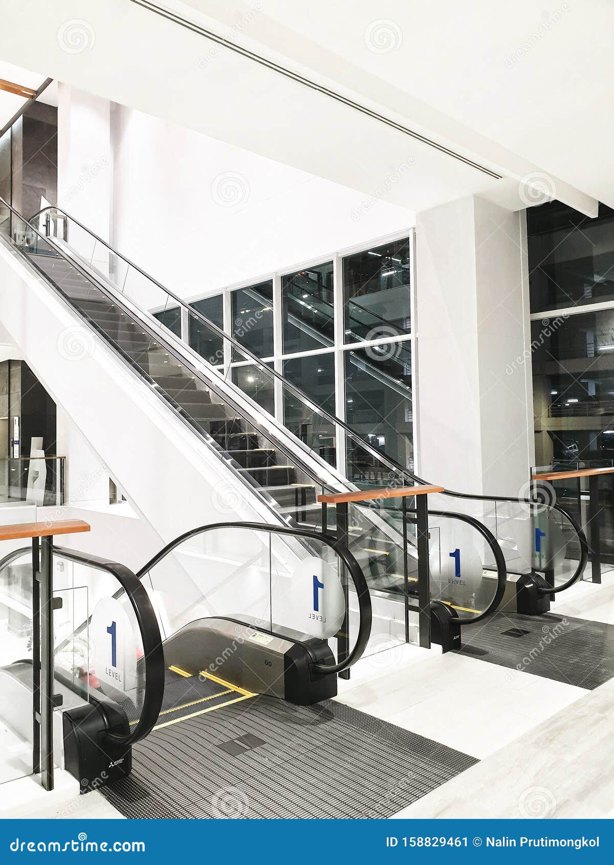 Side View of the Empty Escalator Stock Image - Image of hall, move ...