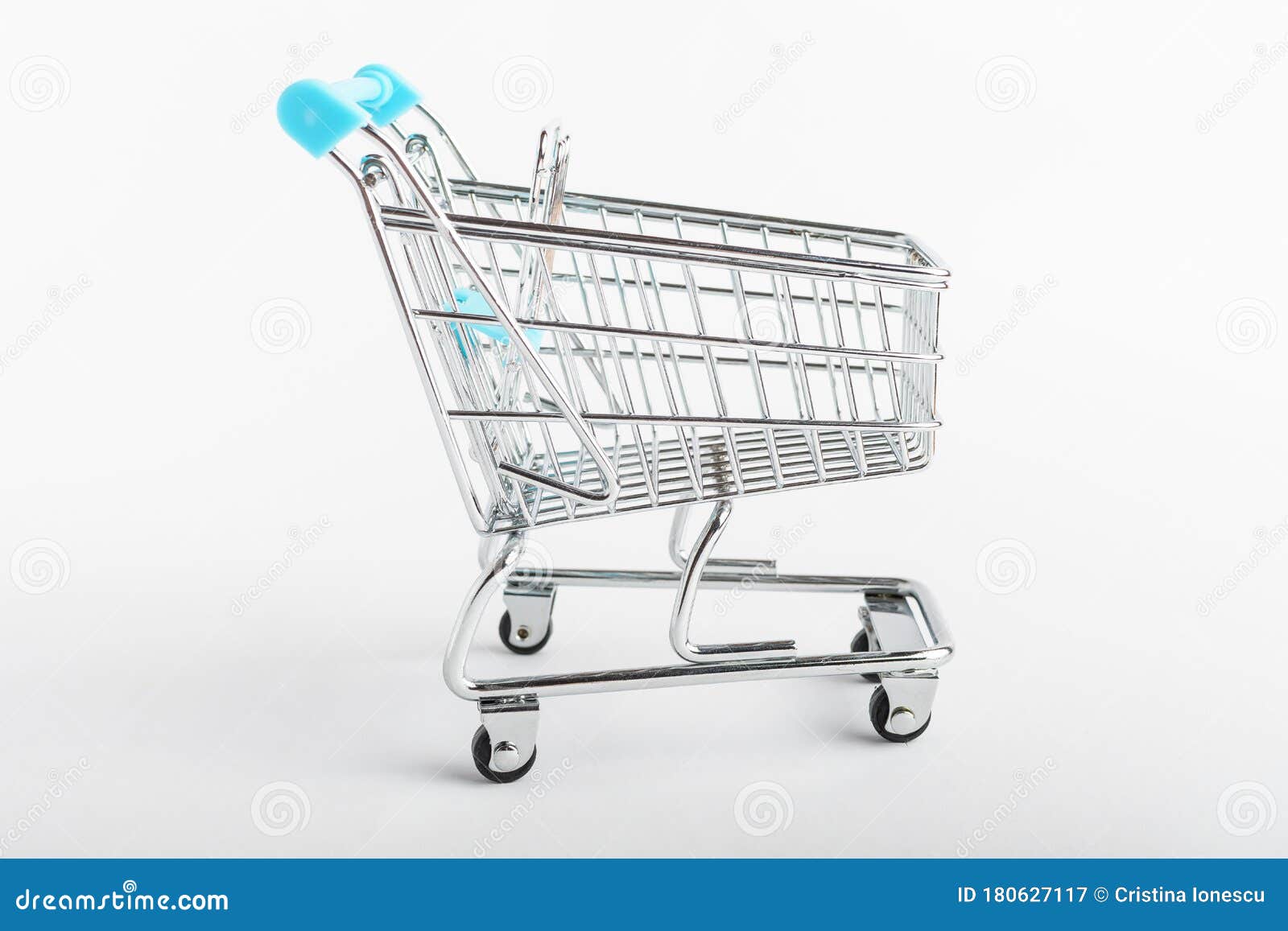 Side View of Empty Shooping Cart or Troley Isolated on White Stock ...