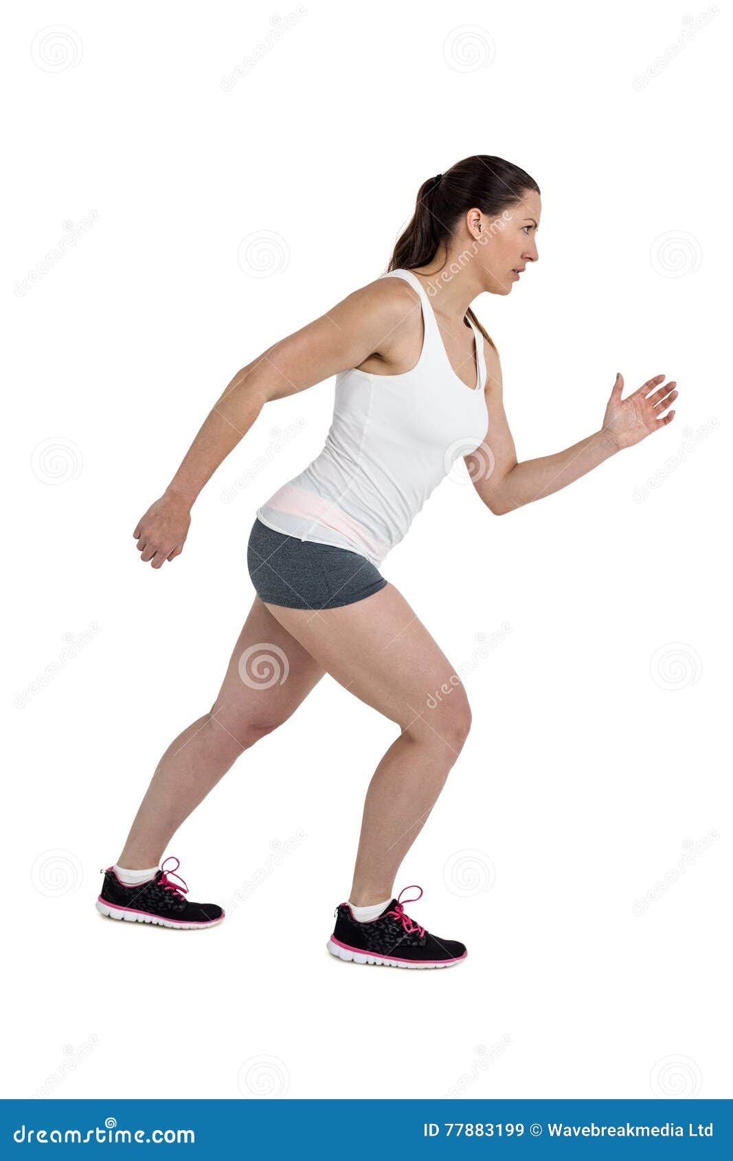 Side View of Energetic Female Athlete Running Stock Image - Image of ...