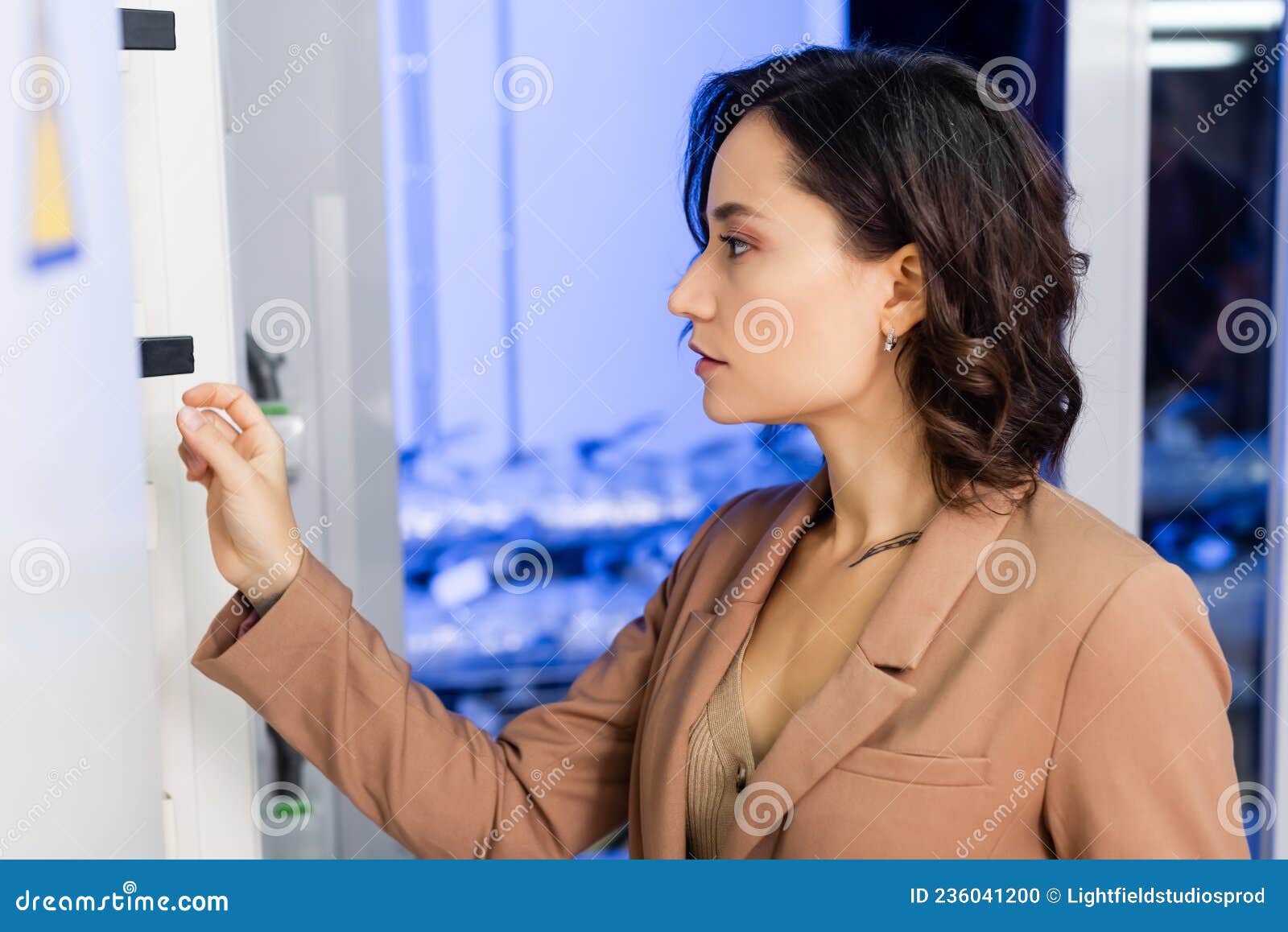 Side View of Engineer Standing Near Stock Photo - Image of network ...