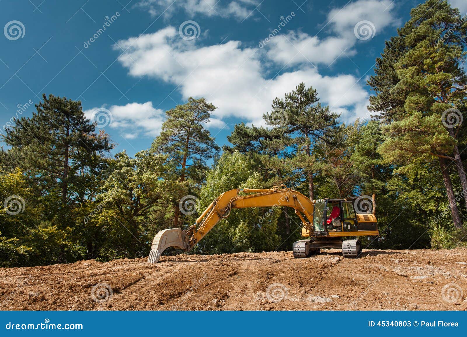 Side View of Excavator on Construction Site Stock Image - Image of ...