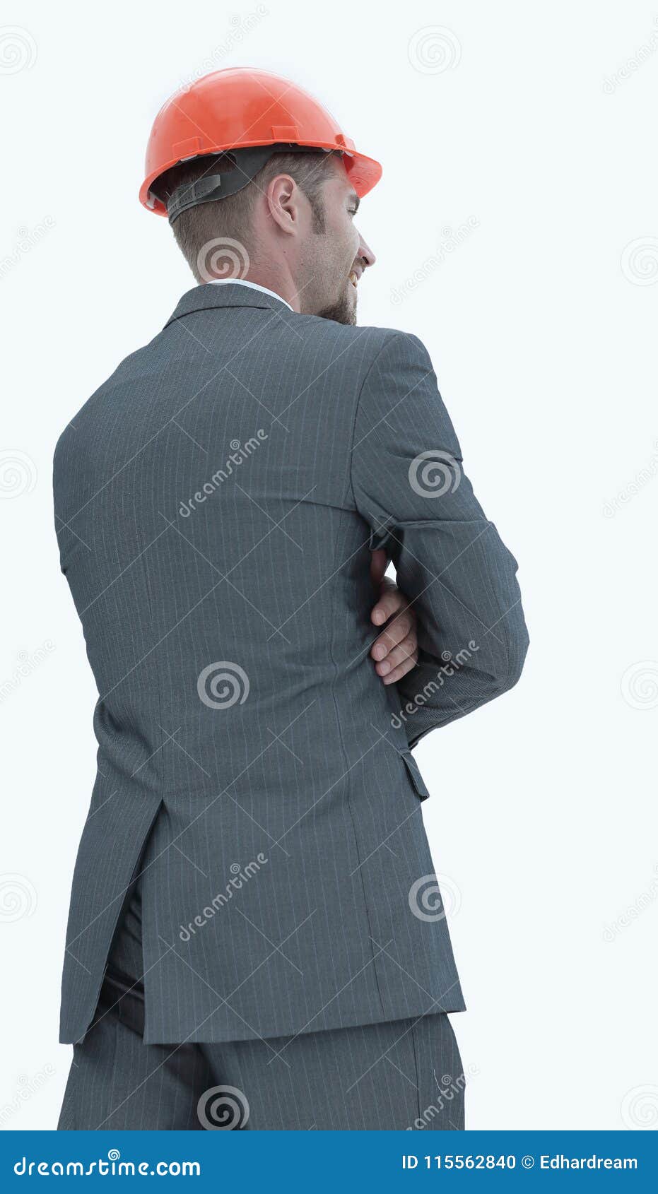 Side View.experienced Engineer Looks at the Blank Screen. Stock Photo ...