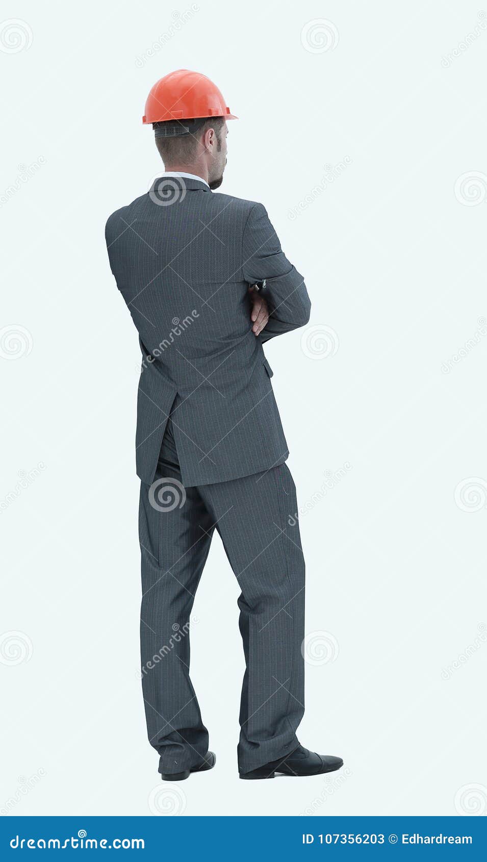 Side View.experienced Engineer Looks at the Blank Screen Stock Image ...